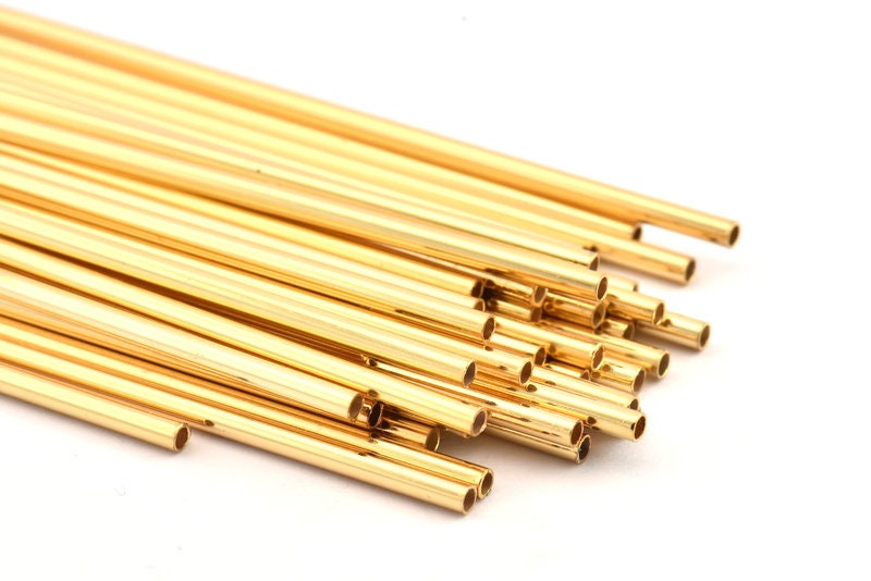 2mm Gold Himmeli Tubes, 5 Gold Plated Brass Himmeli Diy Tube Beads, Fo ...