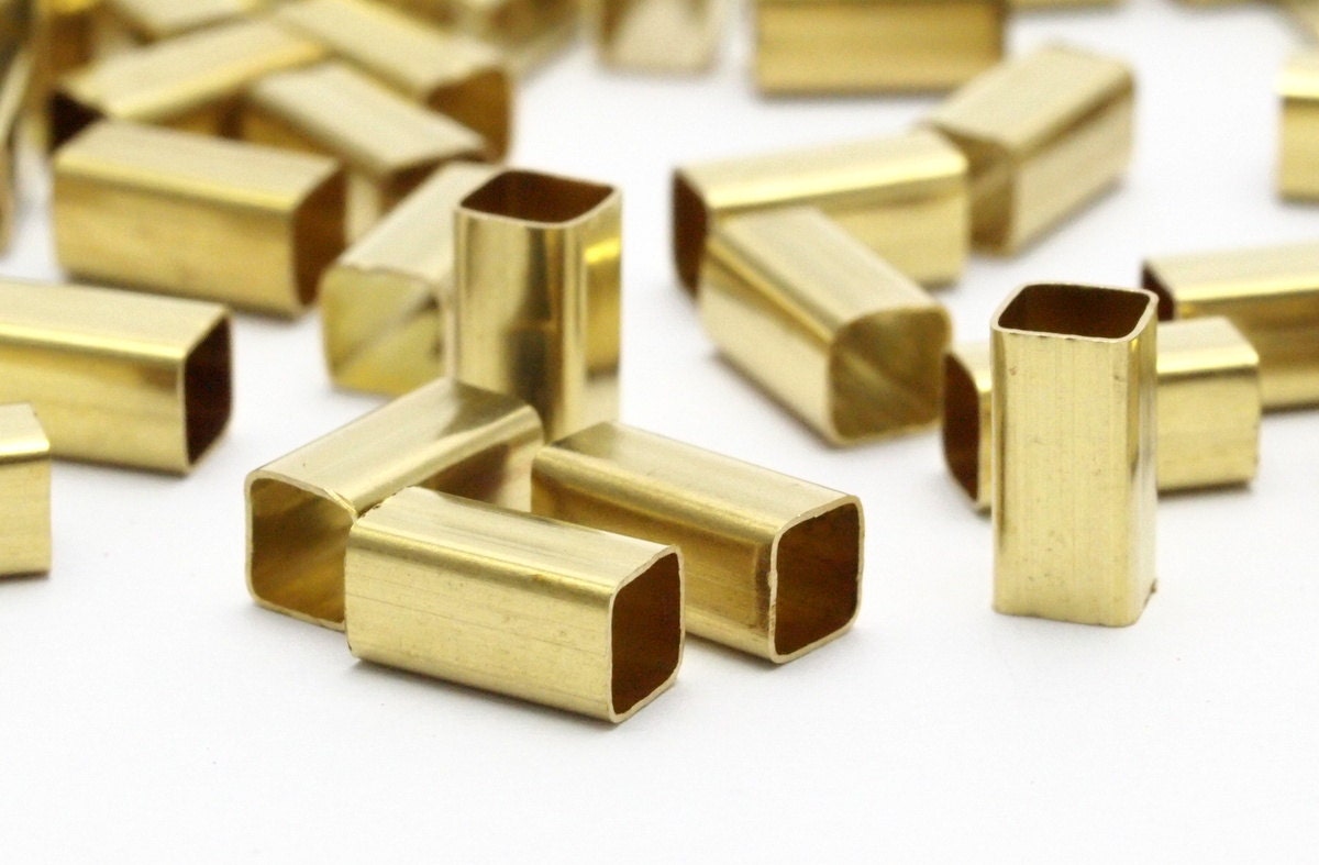 Square Tube Bead, 100 Raw Brass Square Tubes (4x8mm) Bs 1585 – Yakutum Ltd.